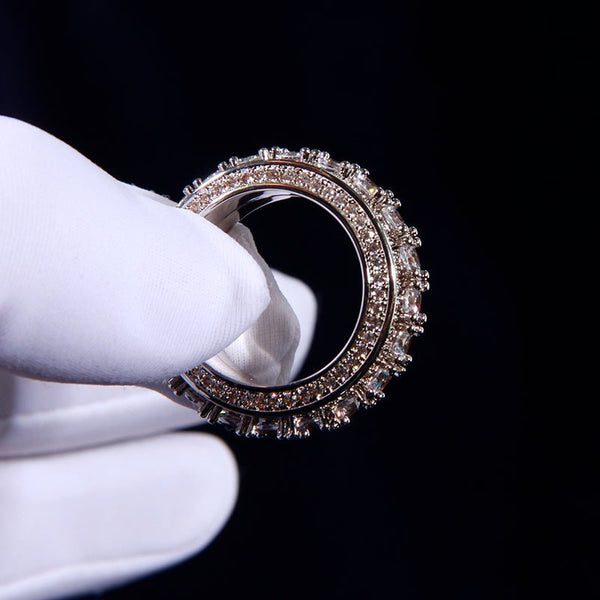 ROTATABLE 3 ROWS MICRO-INLAY AAA CZ RING-UP TO 50% OFF,FREE SHIPPING ...